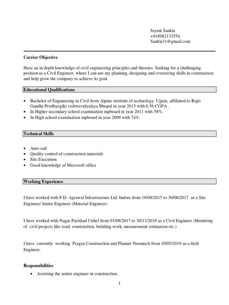 Jayant Sankla CV 2024 | PDF | Engineer | Science