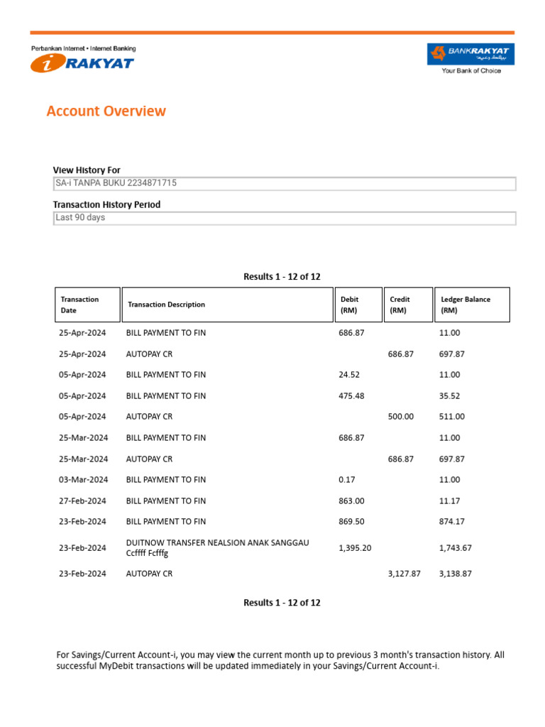 IRakyat - Account Overview | PDF
