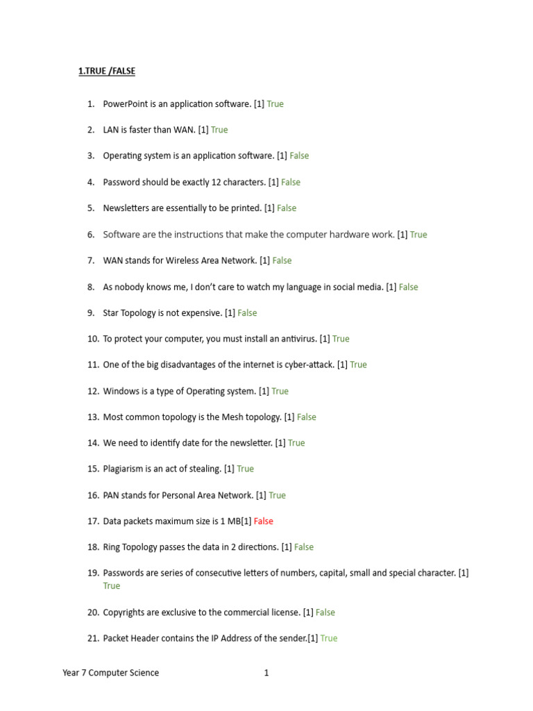 Year 7 Revision Final Solved | PDF | Integer (Computer Science) | Rounding