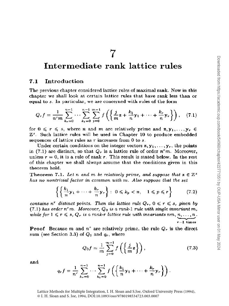 7 Intermediate Rank Lattice Rules | PDF | Mathematical Proof | Theorem