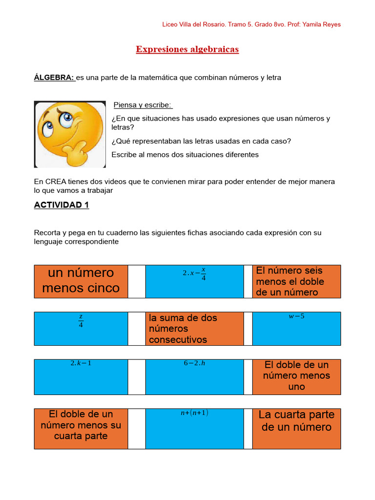 Expresiones Algebraicas 1 | PDF | Álgebra abstracta | Álgebra