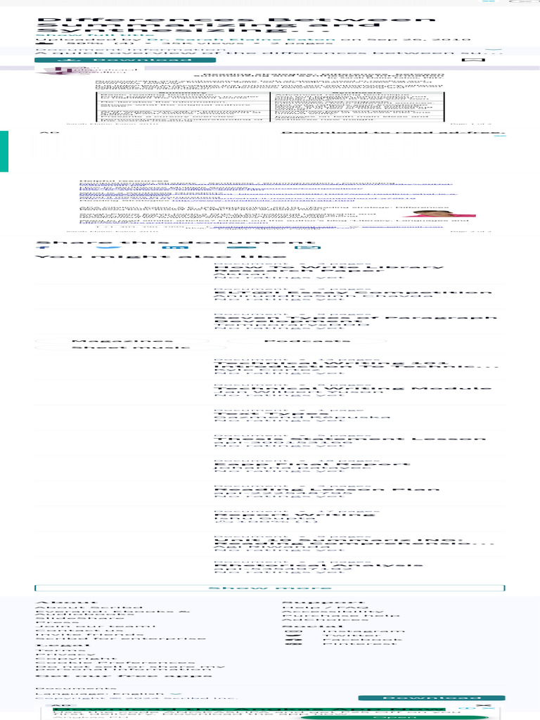 Differences Between Summarizing and Synthesizing | PDF | Scribd | Written Communication