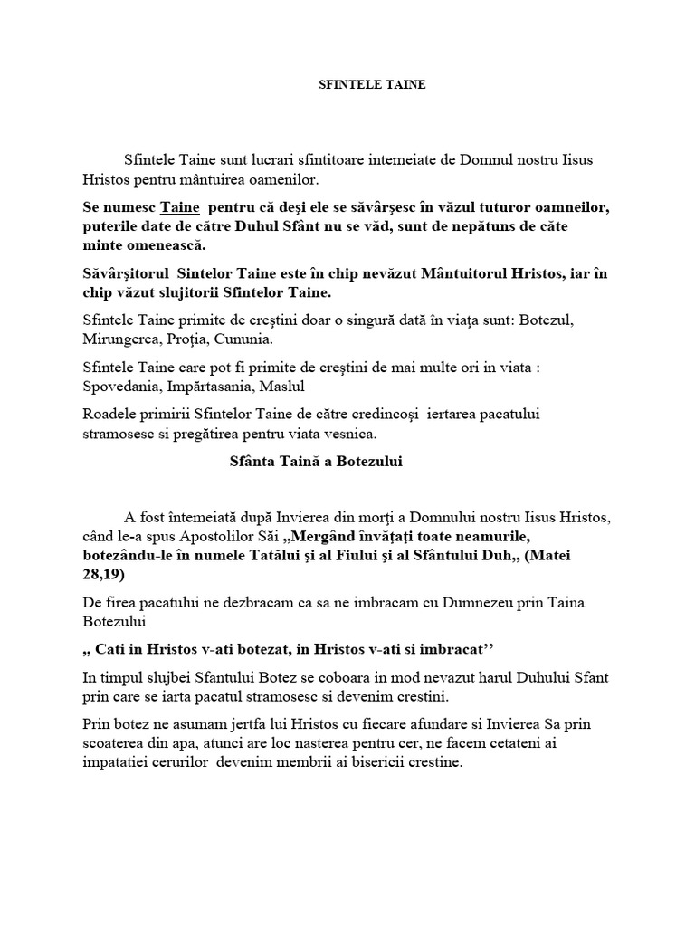 Sfintele Taine | PDF
