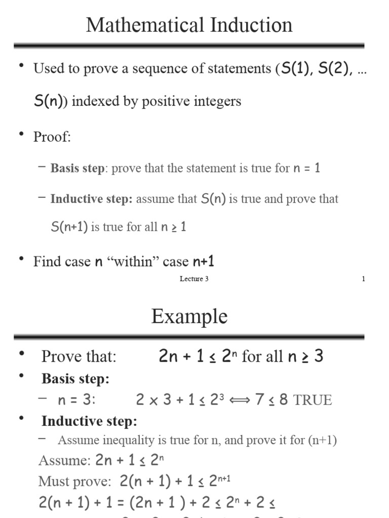 Lecture3 Induction Solving Recurrences Pdf Recurrence Relation Theory Of Computation