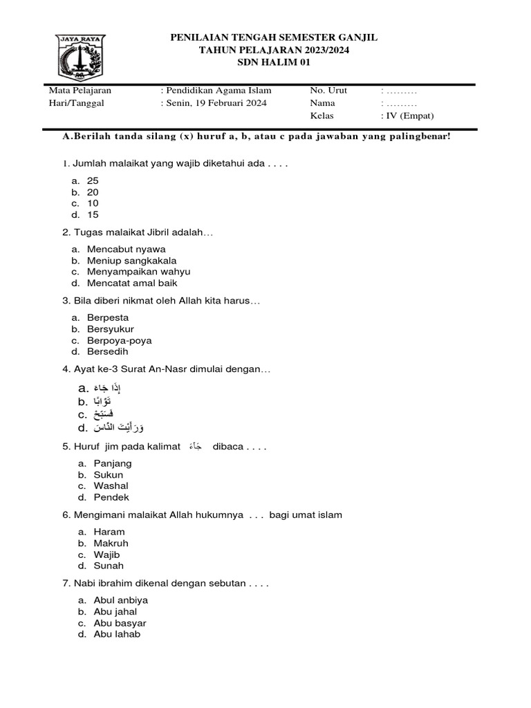 Soal STS KLS 4 SMT Ii | PDF