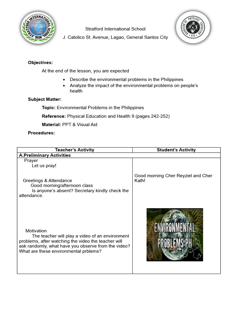 Detailed Lesson Plan in Health 9 (Environmental Problems in The ...