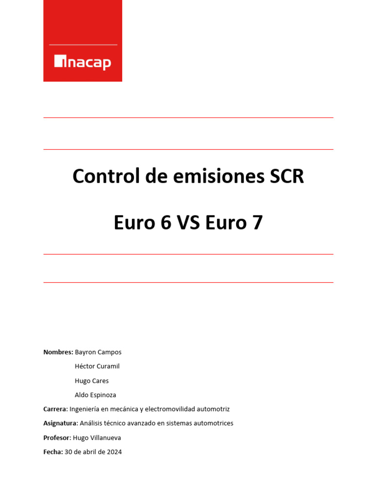 Normas de Emisiones EURO: Análisis SCR | PDF | Contaminación | La ...