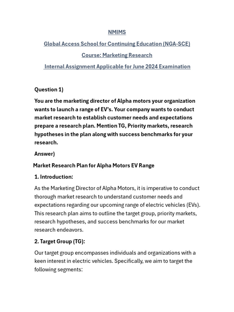 Marketing Research Assignment | PDF | Target Audience | Marketing