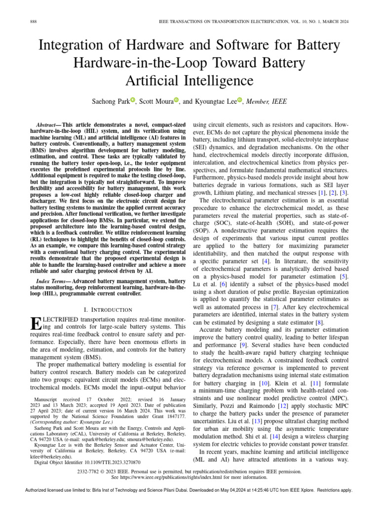 Integration of Hardware and Software For Battery Hardware-in-the-Loop Toward Battery Artificial ...