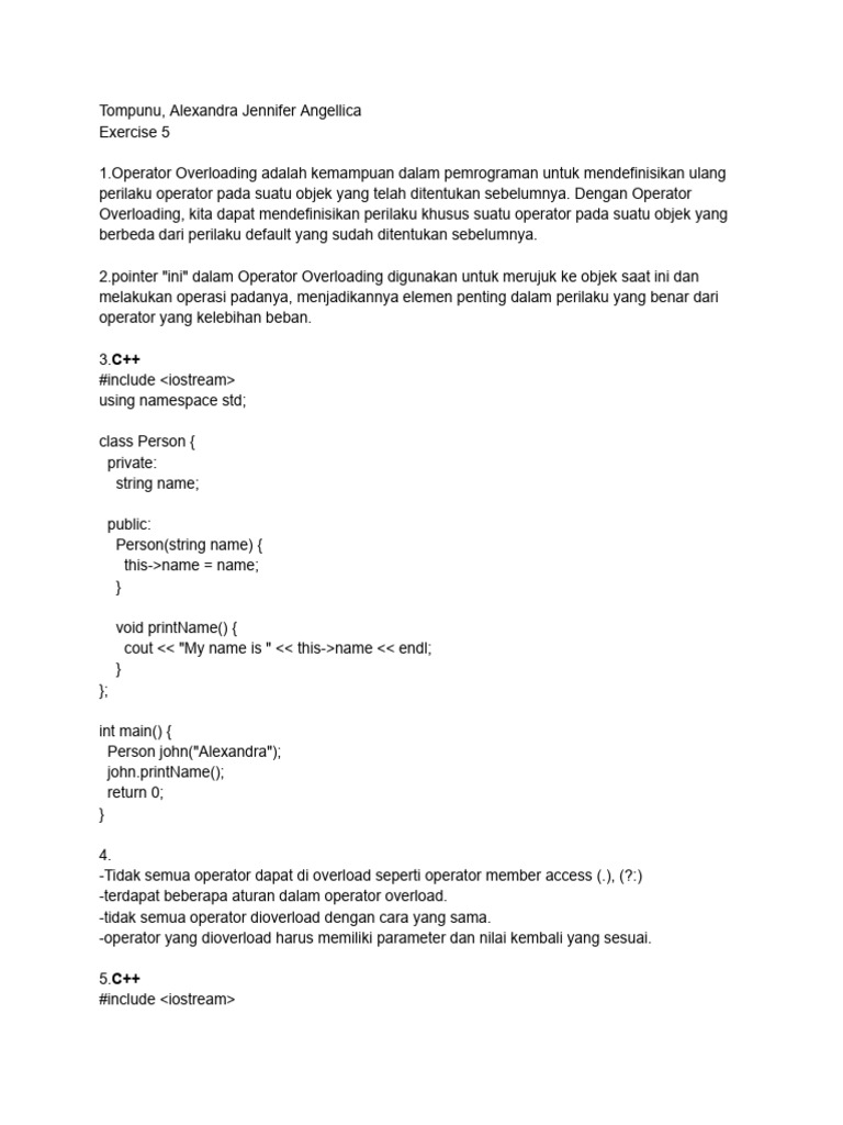 Alexandra Jennifer Angellica Tompunu - Exercise 5 | PDF | Komputer