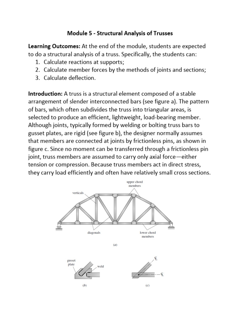 CE 311 MODULE 5 - Structural Analysis of Trusses | PDF | Truss ... CE 311 MODULE 5 - Structural Analysis of Trusses | PDF | Truss ...