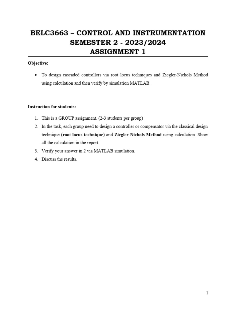 Assignment 1 (1) | PDF | Control Theory | Applied Mathematics