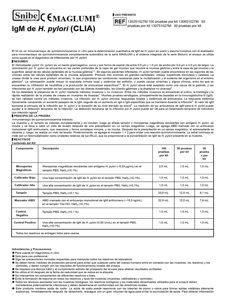 1015 H.pylori Igm Ifu Es Ivdd v2.0 | PDF | Anticuerpo | Inmunología