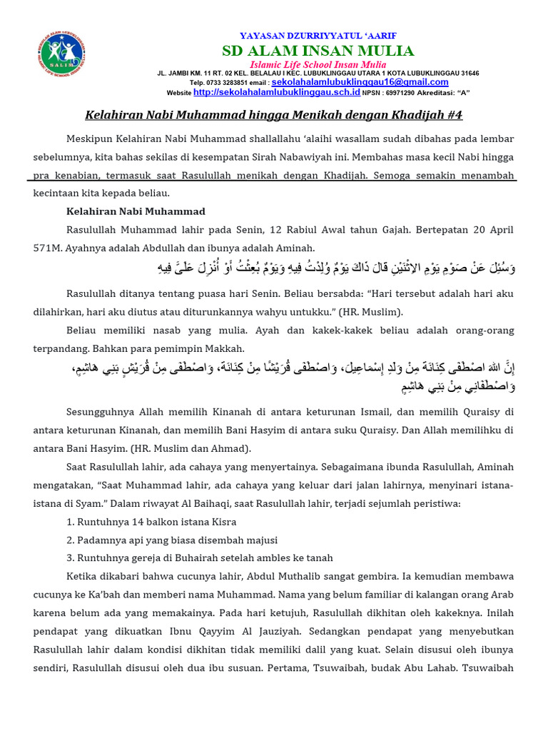 Kelahiran dan Masa Awal Nabi Muhammad | PDF