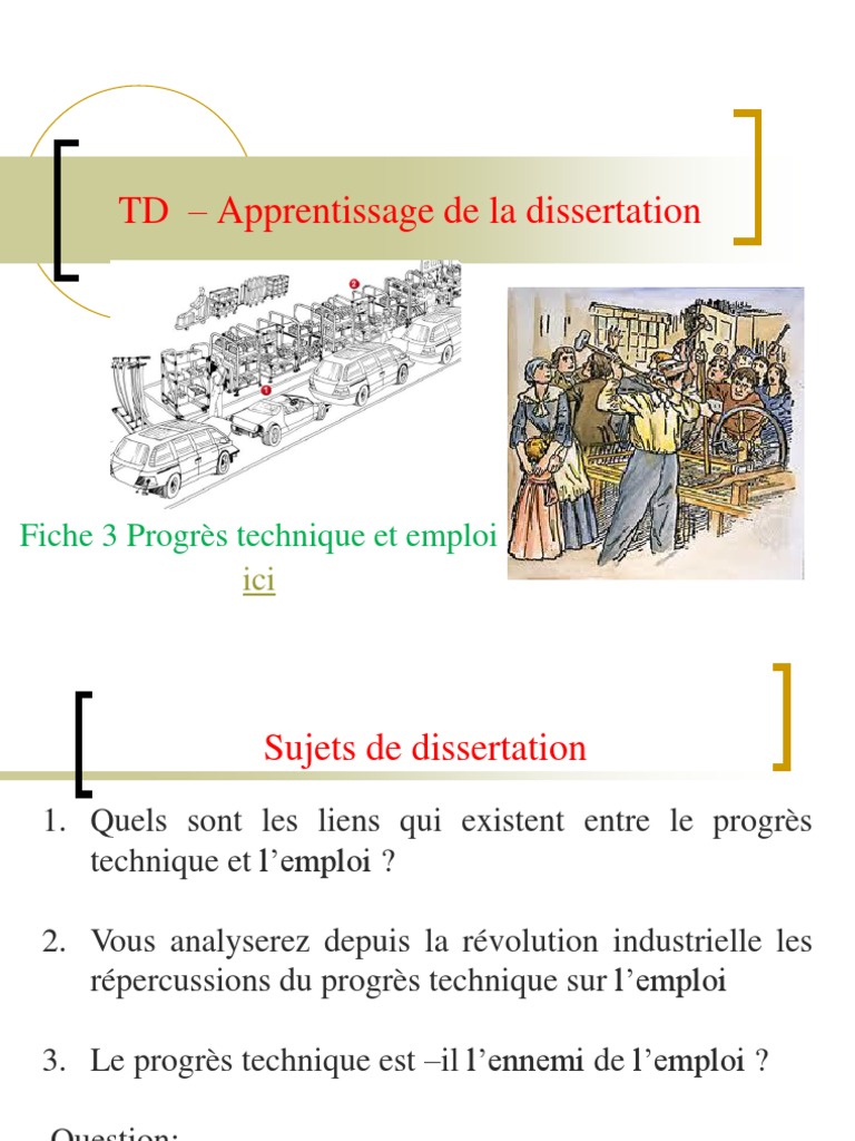 TD - Apprentissage de La Dissertation - Progrès Technique Et Emploi | PDF | Changement ...