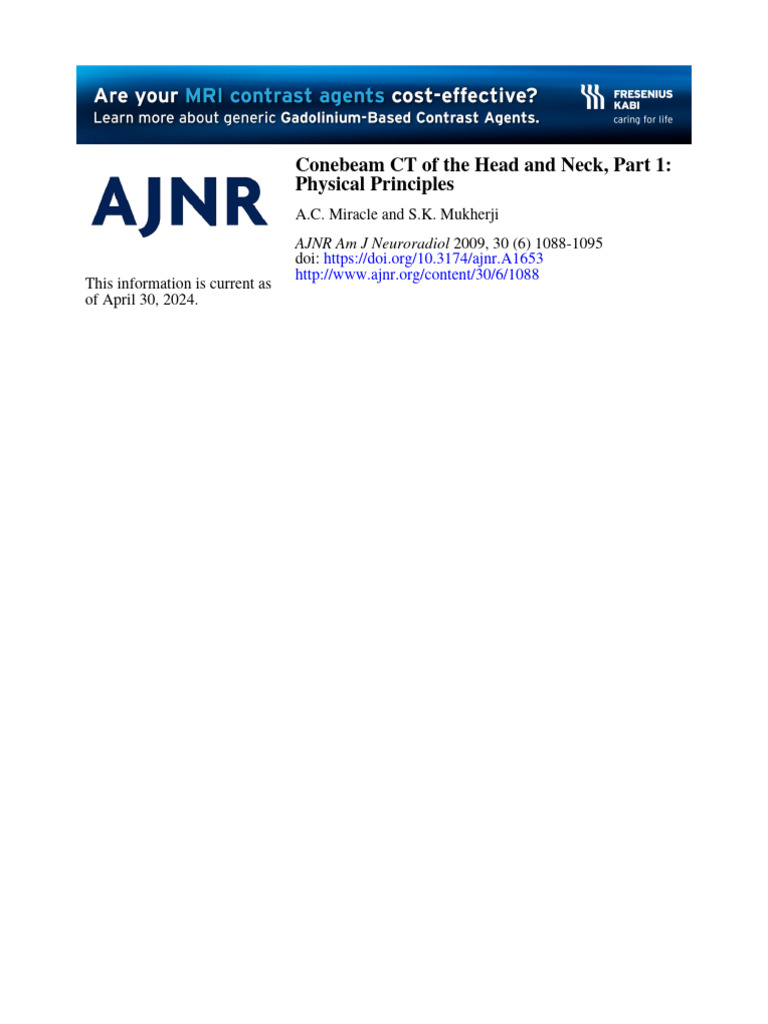 Conebeam CT of The Head and Neck, Part 1 | PDF | Ct Scan | X Ray