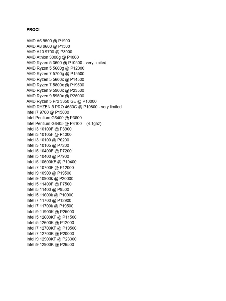 Price List | PDF | Intel | X86 Architecture