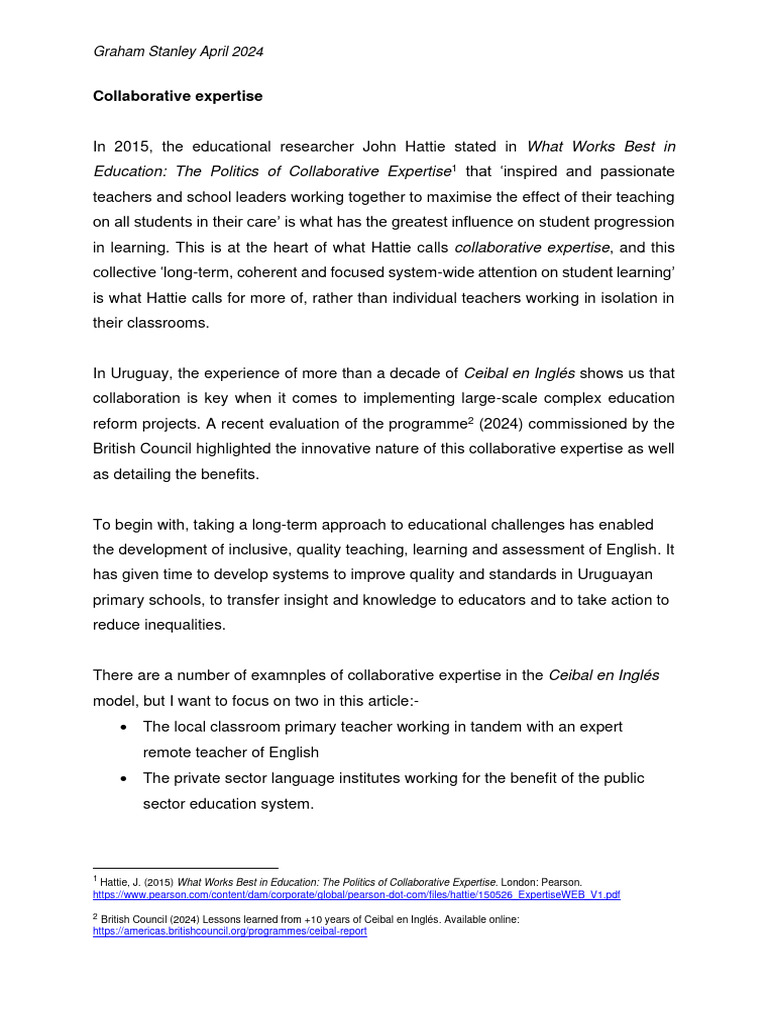 Collaborative Expertise | PDF | Teachers | Collaboration