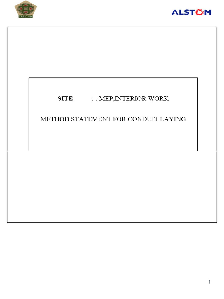 Method Statement for CONDUIT LAYING | PDF | Pipe (Fluid Conveyance) | Risk