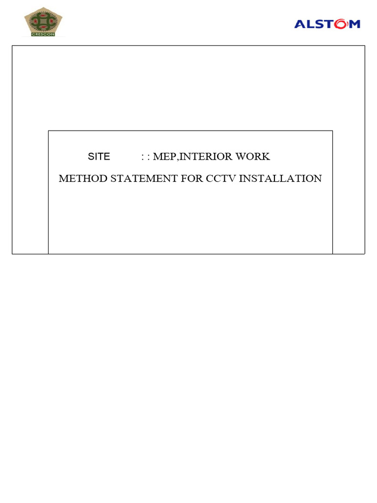Method Statement For CCTV Installation | PDF | Camera | Electrical Connector