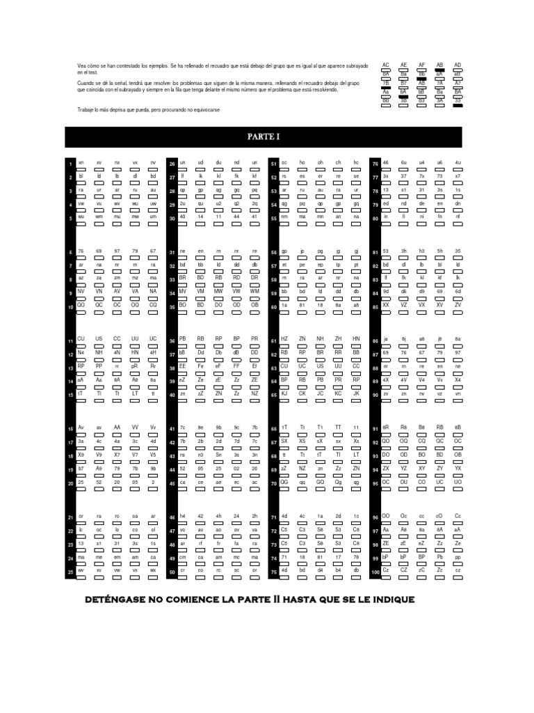 Hoja de Respuestas Cara 1 | PDF