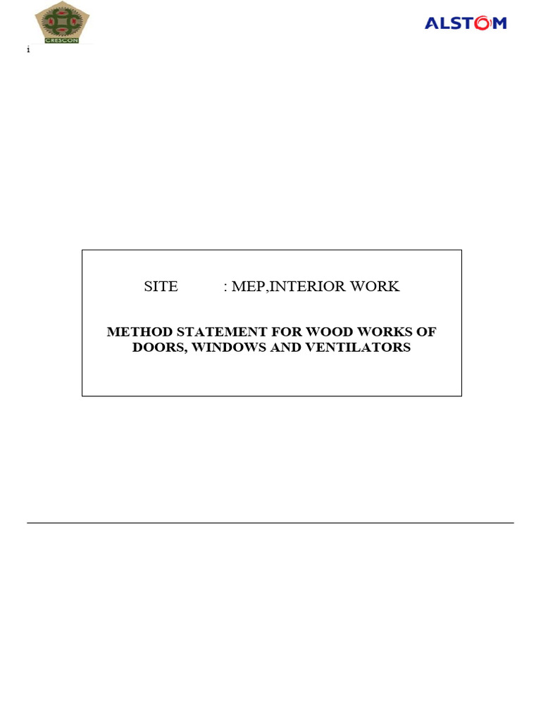 Method Statement for Wood Works | PDF | Door | Risk