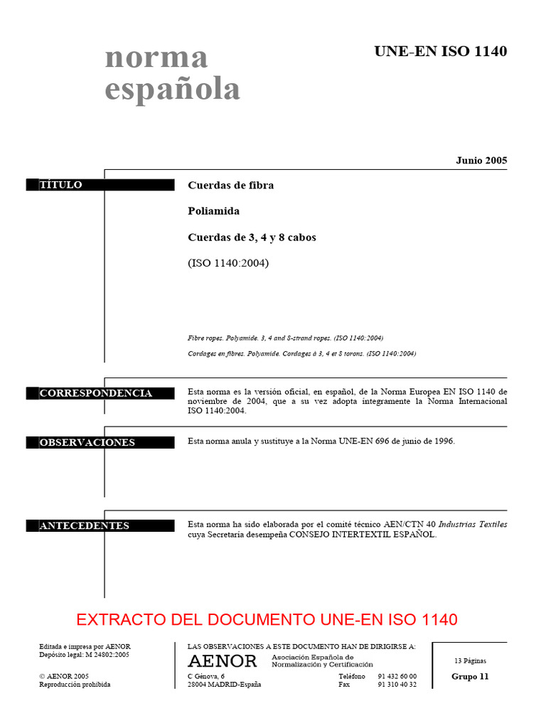 (Ex) Une-En Iso 1140 2005 | PDF | Cuerda