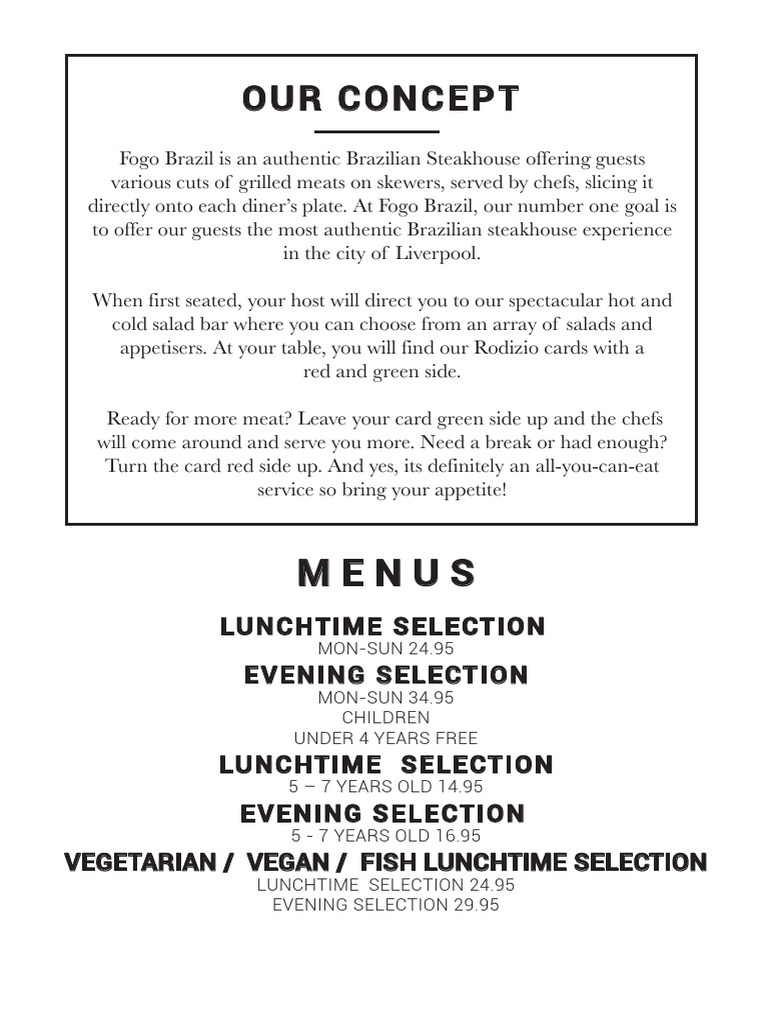 FOGO Full Menu | PDF | Foods | Cuisine