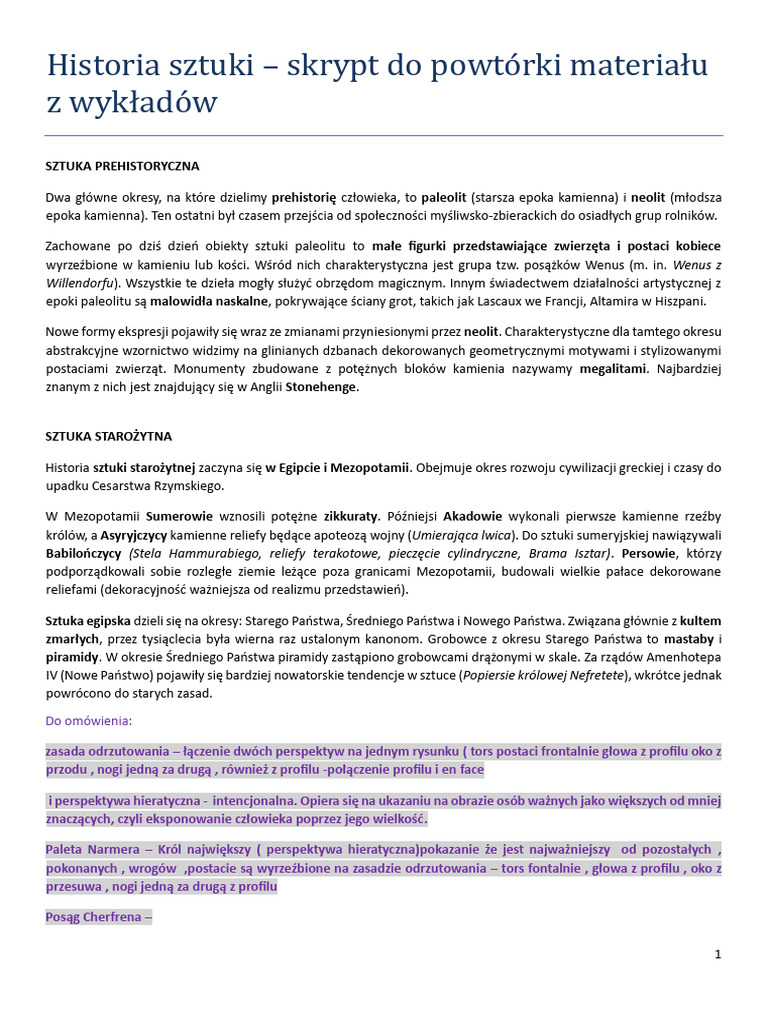 Historia Sztuki Podsumowanie NST | PDF