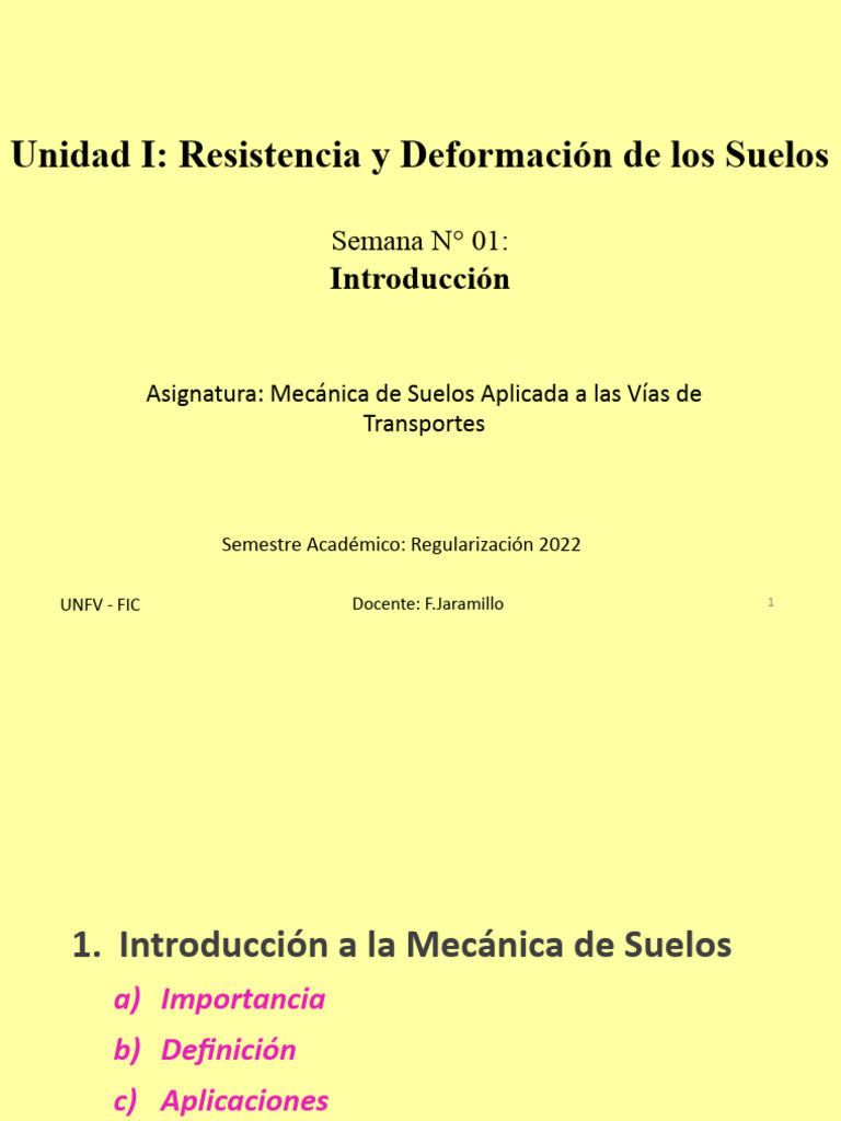 UNIDAD I SEMANA 1 - INTRODUCCION | PDF | Mecánica de suelos | Ingeniero civil