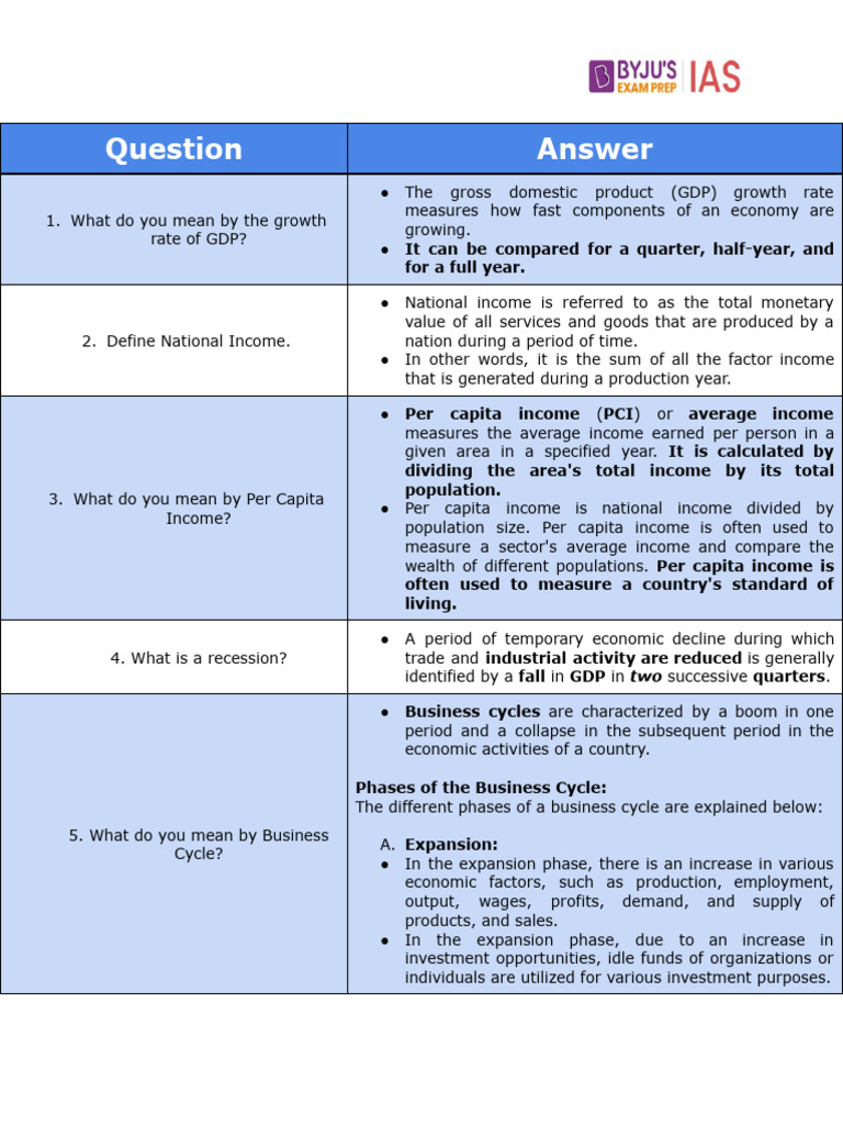 Understanding GDP, National Income, and Economic Cycles | PDF | Gross ...