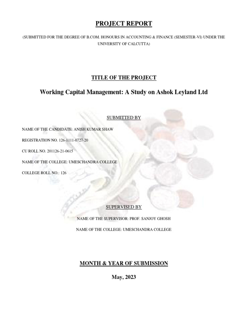Working Capital Management Project | PDF | Working Capital | Capital ...