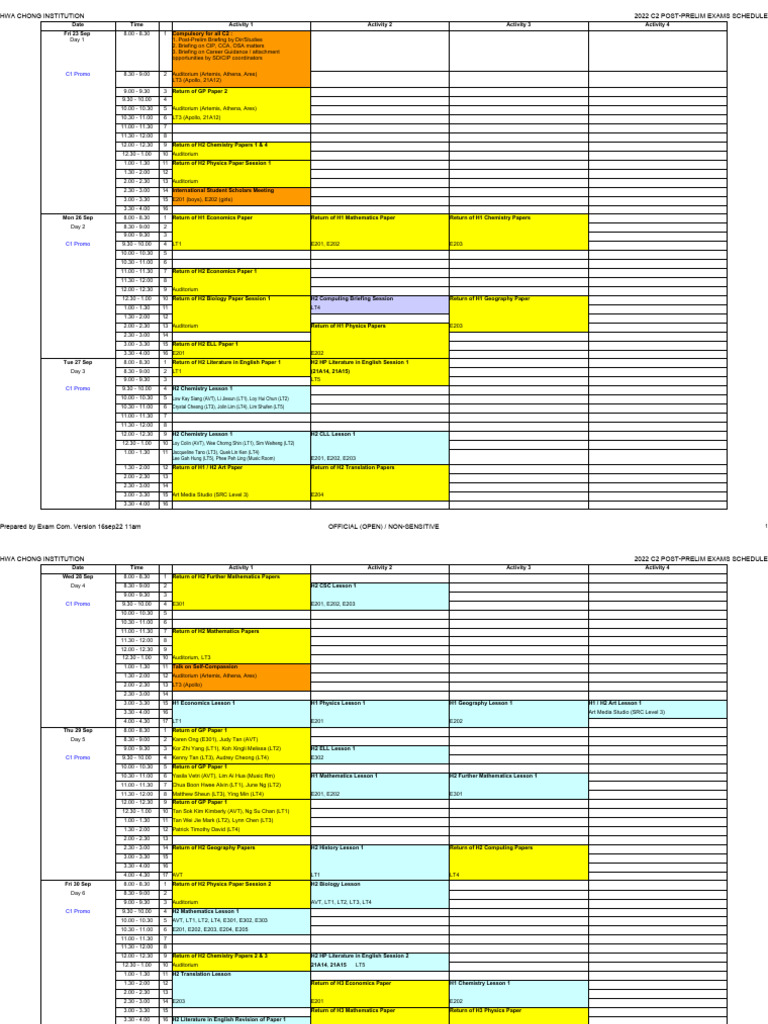 2022 C2 PostPrelim Schedule - FINAL (16sep22) | PDF | Singapore | World ...