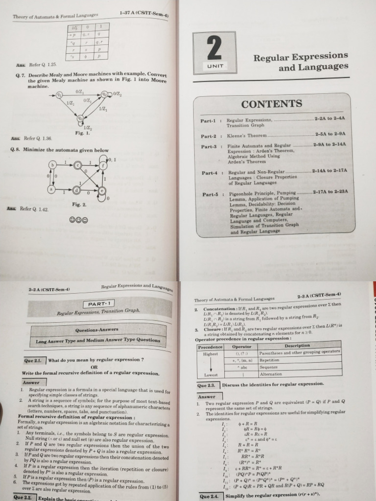 Unit-2 (Regular Expressions & Languages) | PDF
