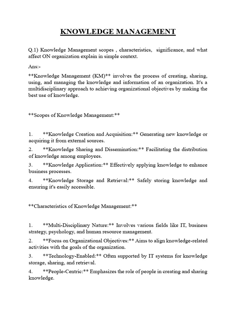 KNOWLEDGE MANAGEMENT | PDF | Knowledge Management | Knowledge