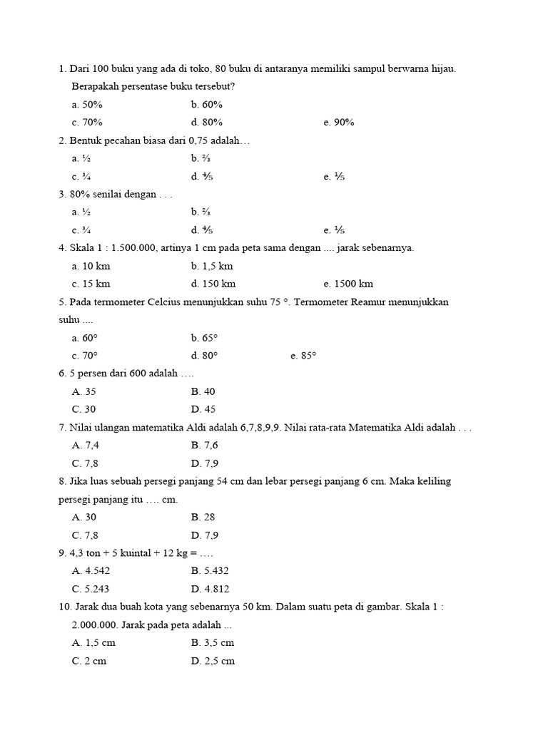 Soal MM Kelas 5 Semester 2 | PDF | Metode & Bahan Ajar