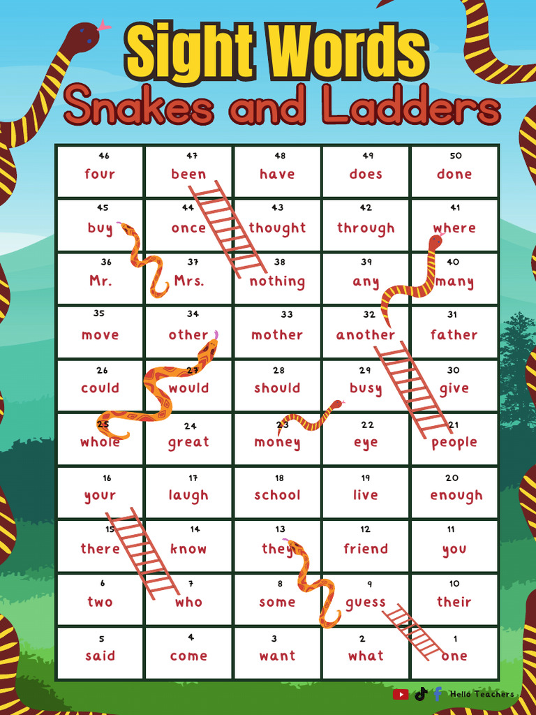 Sight Words Snakes and Ladders | PDF