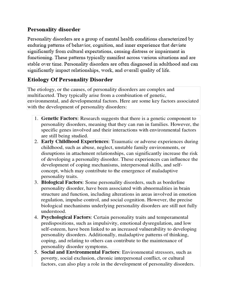 Personality Disorder | PDF | Personality Disorder | Mental Disorder