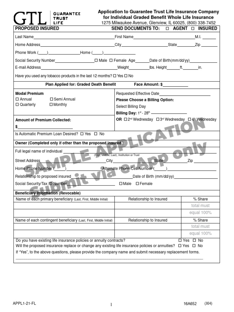 GTL Application | PDF | Insurance | Life Insurance