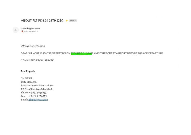 Email Confirmation Flight From Pia | PDF