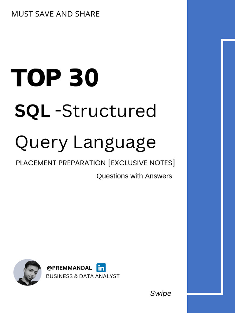 SQL For Placement | PDF | Databases | Sql SQL For Placement | PDF | Databases | Sql