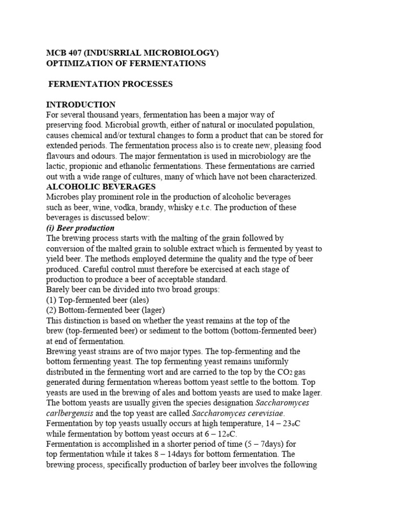 MCB 407 Lecture 3 | PDF | Brewing | Beer