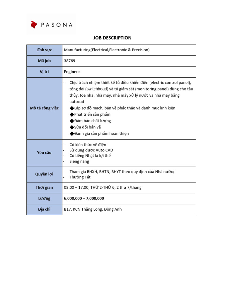 Job Description Engineer | PDF