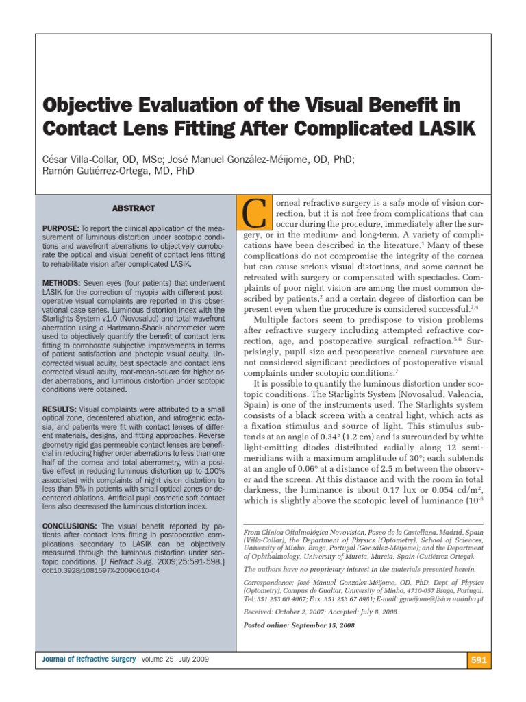 Objective Evaluation of The Visual Benefit in Contact Lens Fitting ...