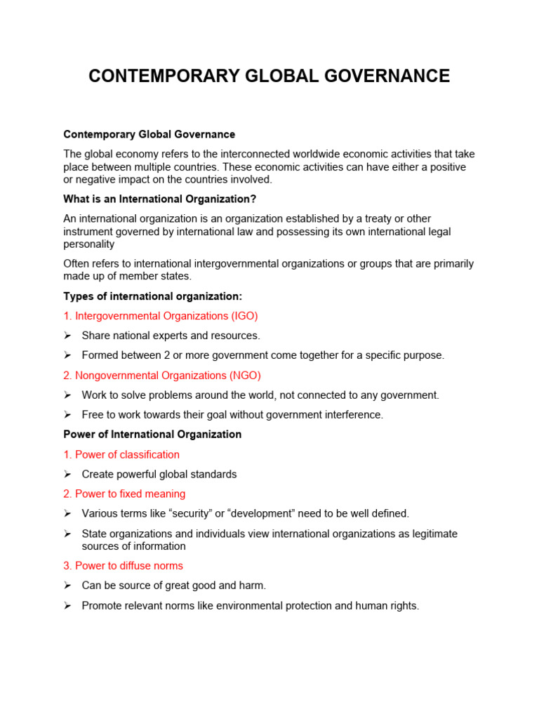 Contemporary Global Governance | PDF | Global Governance | United Nations