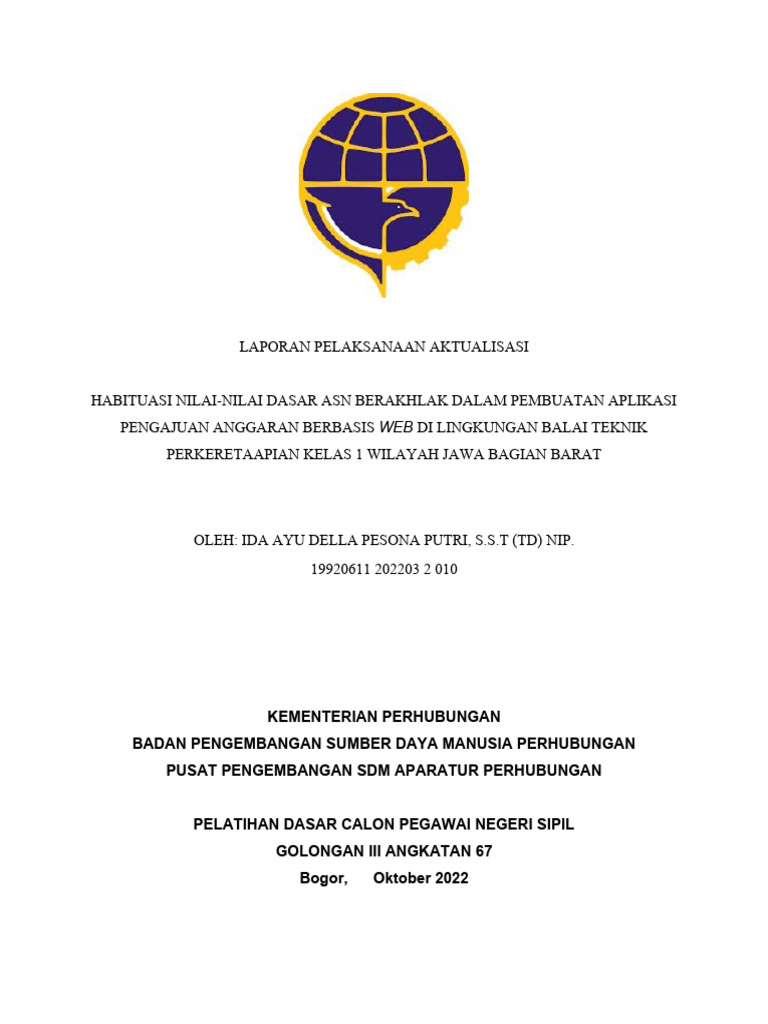 Master Contoh Laporan - Final - Aktualisasi | PDF