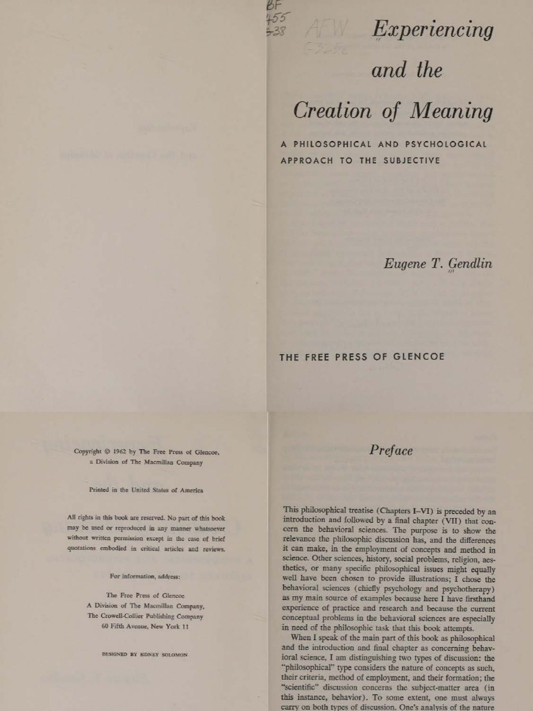 GENDLIN Experience Creation Meaning | PDF