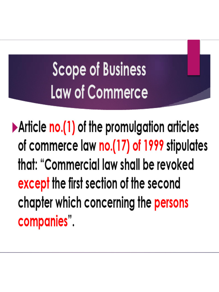 Scope of Business Law and Law of Commerce | PDF | Finance & Money ...