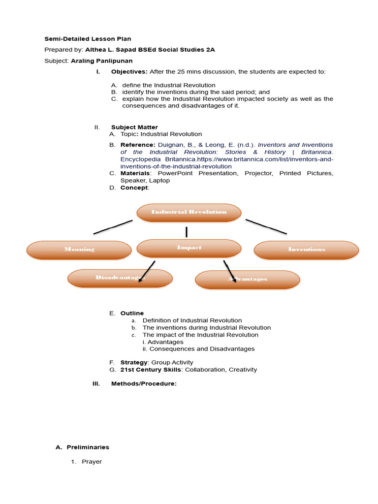 Industrial Revolution Lesson Plan | PDF | Industrial Revolution ...