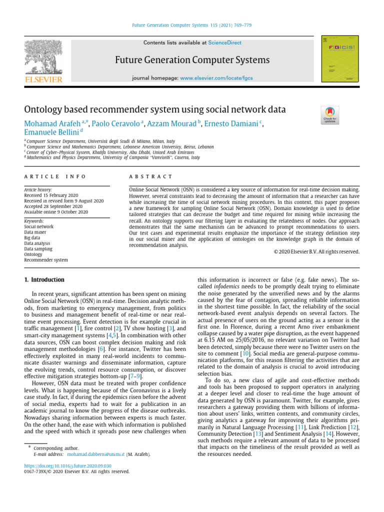 Ontology Based Recommender Systems Using Social Network Data Pdf Sampling Statistics